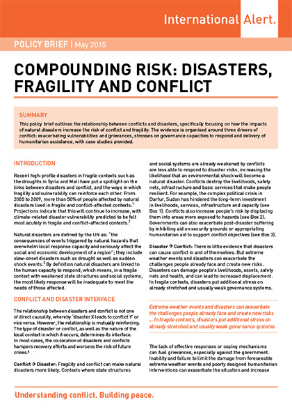 Compounding risk: Disasters, fragility and conflict - International Alert