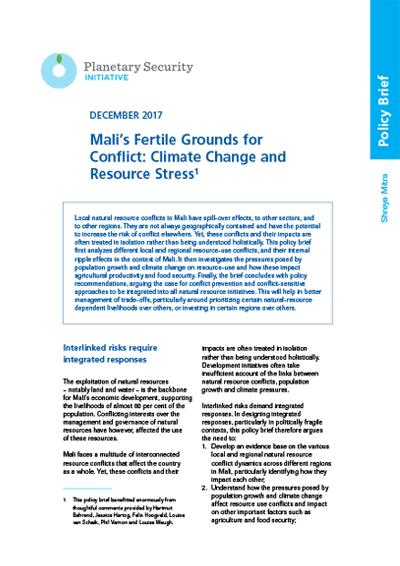 Mali's fertile grounds for conflict: Climate change and resource stress ...