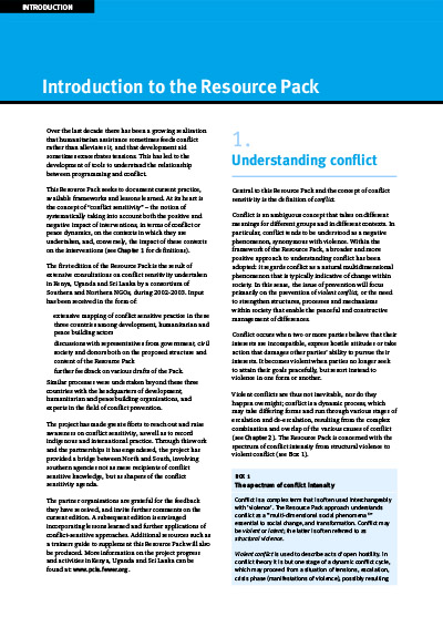 Conflict-sensitive approaches to development, humanitarian assistance ...