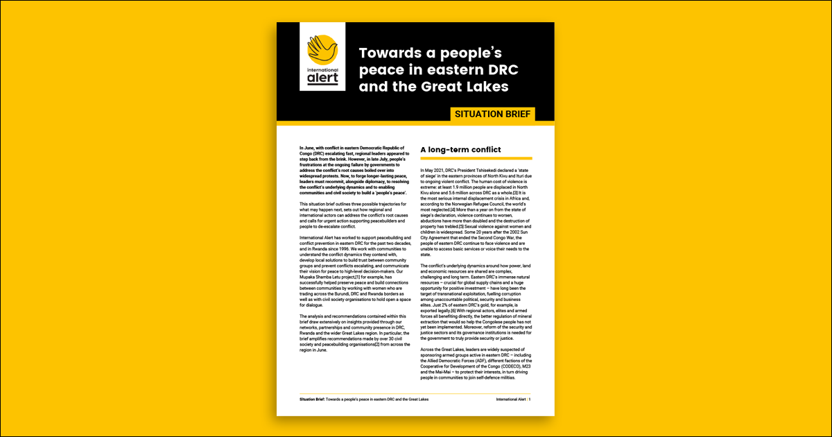 Towards a people’s peace in eastern DRC and the Great Lakes ...