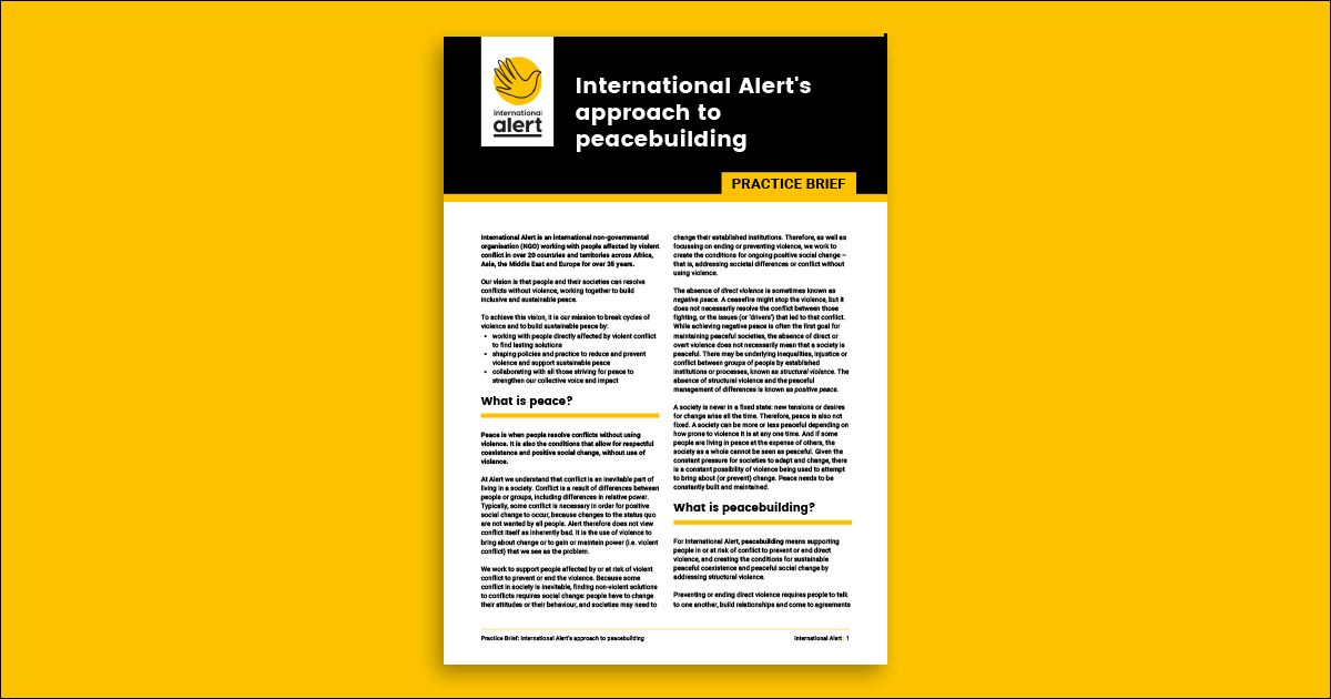 International Alert's approach to peacebuilding - International Alert