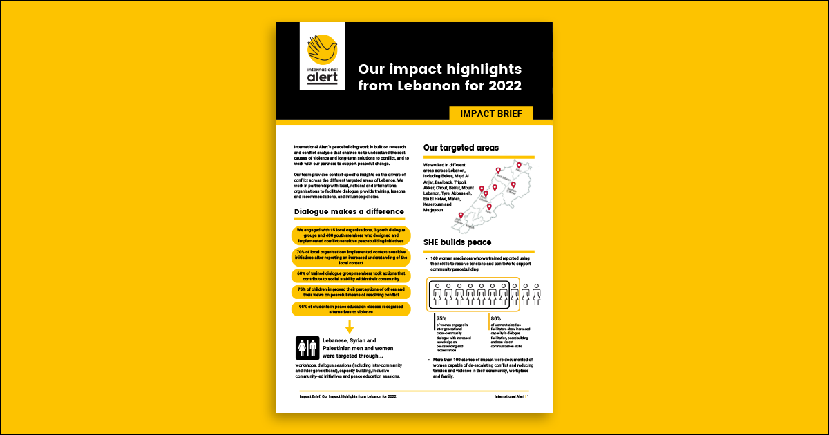 Our impact highlights from Lebanon for 2022 - International Alert