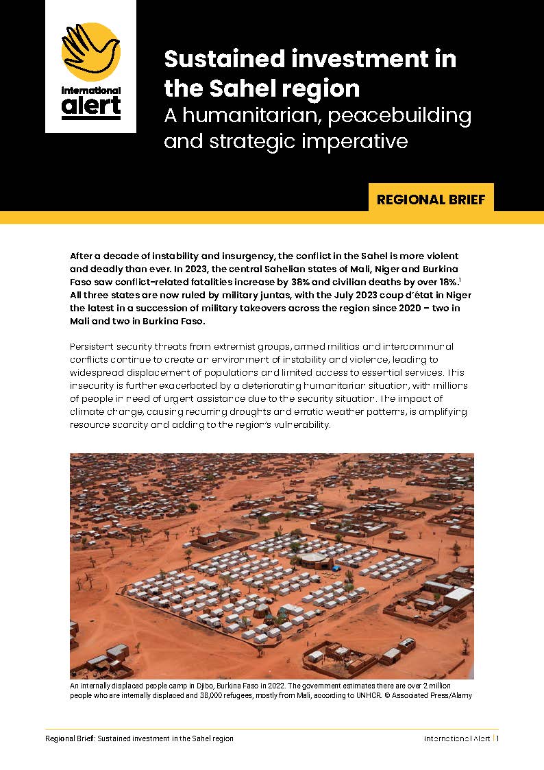 Sustained investment in the Sahel region: A humanitarian, peacebuilding ...