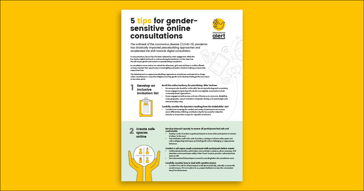 5 tips for gender-sensitive online consultations - International Alert