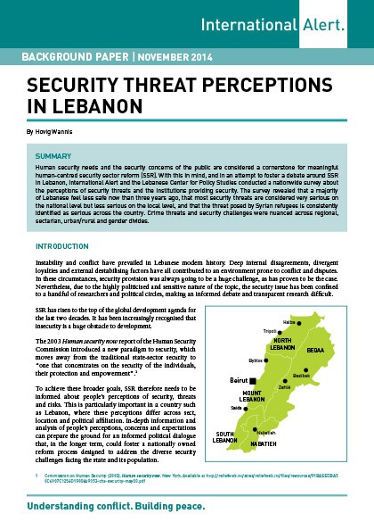 Security threat perceptions in Lebanon - International Alert