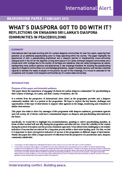 What’s diaspora got to do with it? Reflections on engaging Sri Lanka's ...