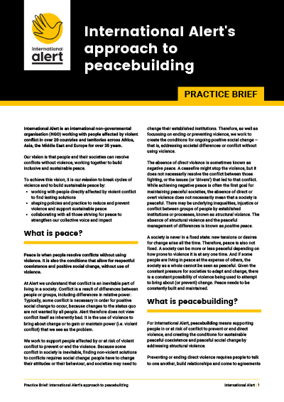 International Alert - Peace is within our power